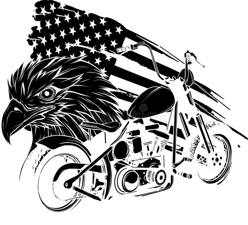 Vector Illustraton of Motorcycle with the Head Eagle Stock Vector ...
