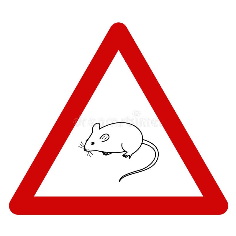 Black Silhouette of a Mouse Seen from the Side, in a Red Triangle Stock ...