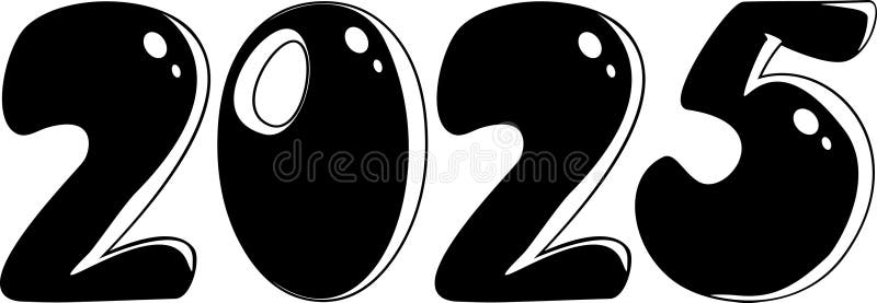 Black Silhouette of Numbers 2025. Flat Style. Clipart Stock Photo ...