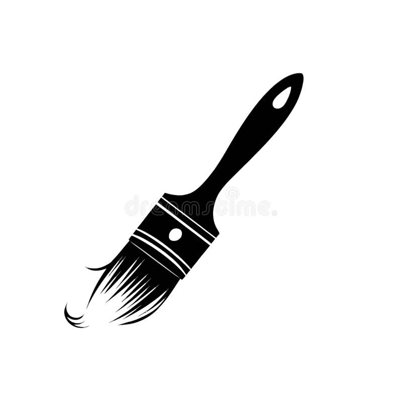 A Black Silhouette of a Paintbrush is Angled Diagonall Stock ...