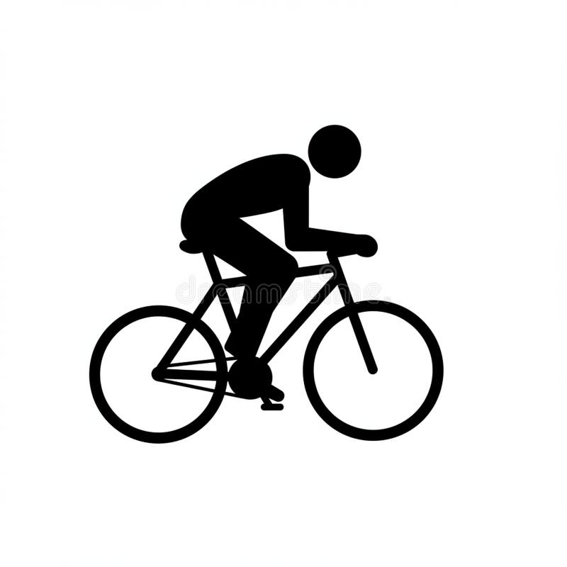A Black Silhouette of a Person Cycling. the Figure is Positioned in a ...