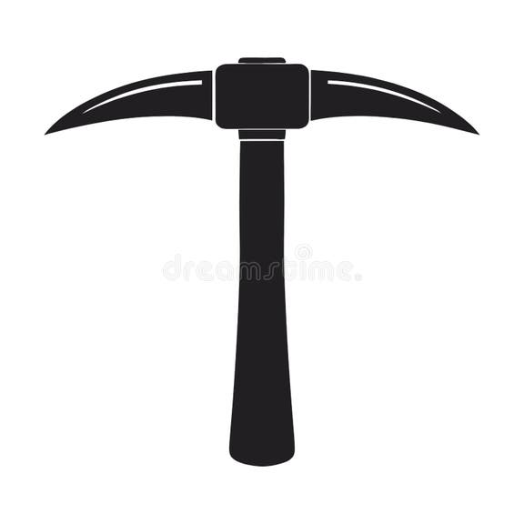 Black Silhouette of a Pickaxe Tool with a Sharp Point and a Chisel Edge ...