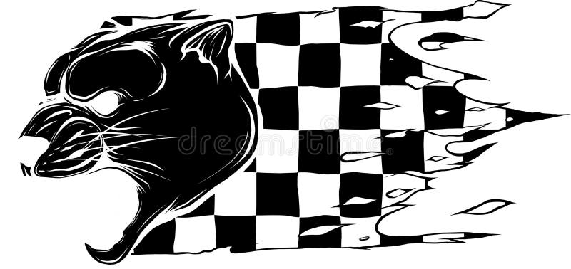 Black Silhouette of Puma Head with Race Flag Stock Vector ...