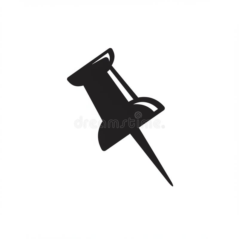 Black Silhouette of a Pushpin on a White Background. the Design ...
