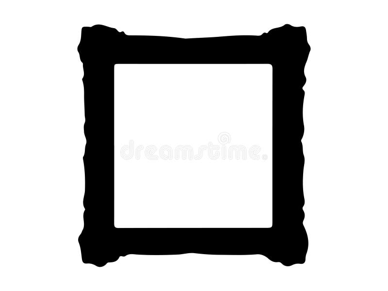 Black Silhouette of a Rectangular Picture Frame Isolated on a White ...