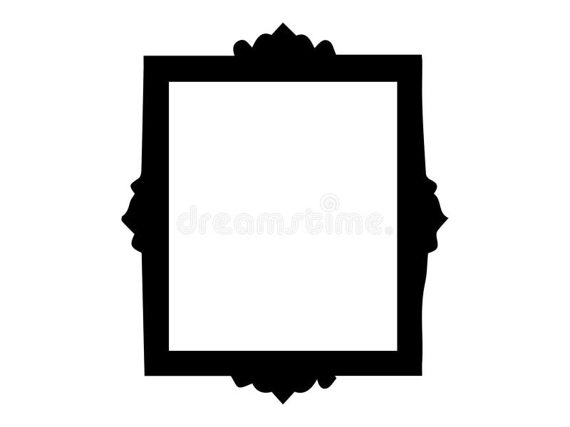Black Silhouette of a Rectangular Picture Frame Isolated on a White ...