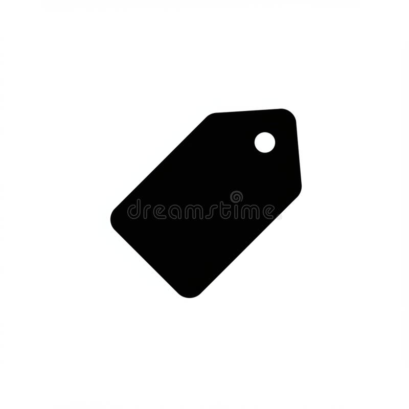 Black Silhouette of a Rectangular Price Tag Icon with a Diagonal ...