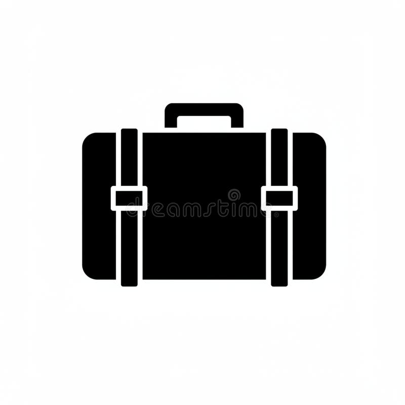 Black Silhouette of a Rectangular Suitcase with a Handle on Top and Two ...