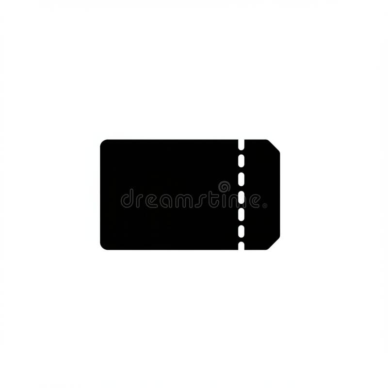 Black Silhouette of a Rectangular Ticket on a White Background. the ...