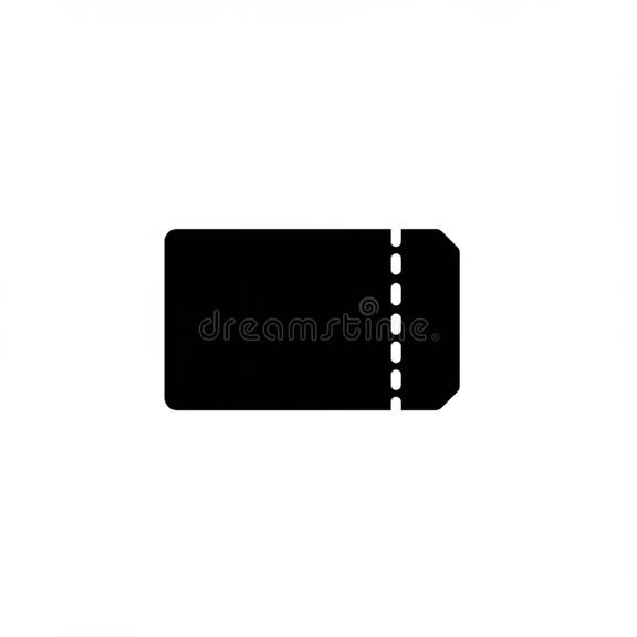 Black Silhouette of a Rectangular Ticket on a White Background. the ...