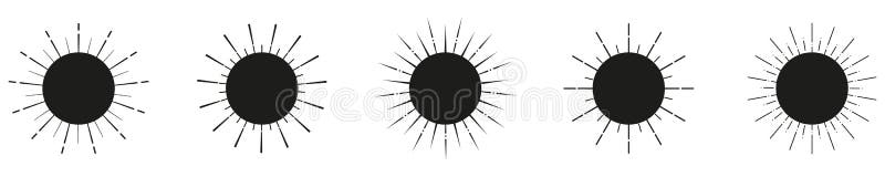Black Silhouette Retro Vintage Circle. Retro Sun Stock Vector ...