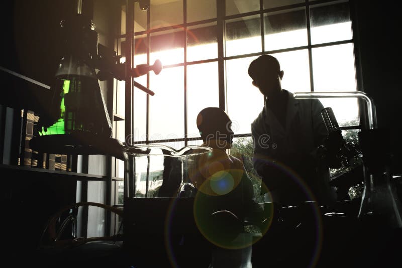 Black Silhouette in the Science Lab. Stock Photo - Image of holding ...