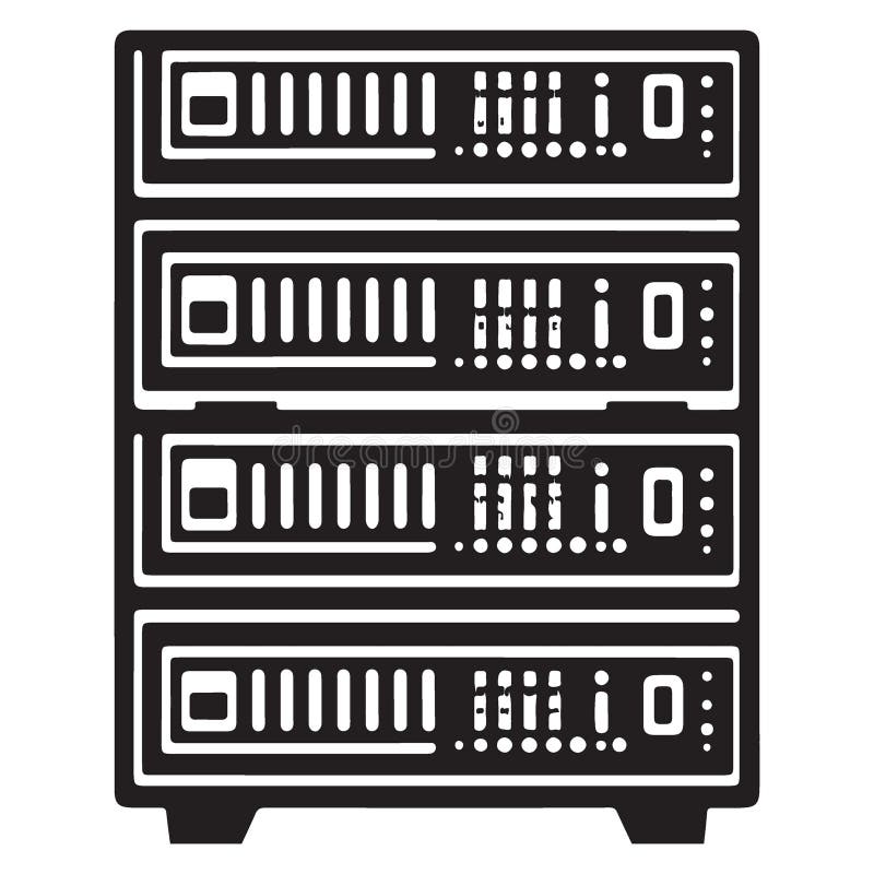 Black Silhouette of Server Rack Data Center Vector Illustration Stock ...
