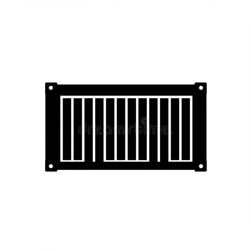 Black Silhouette of a Shipping Container on a White Background Stock ...