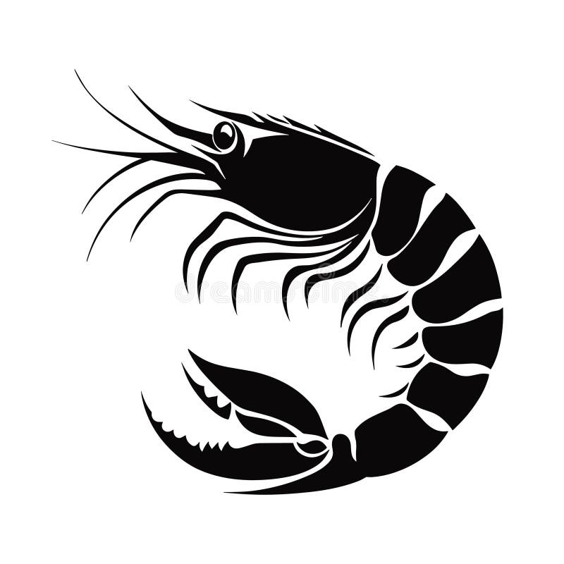 Black Silhouette Shrimp Icon. Simple Design Element, Vector ...