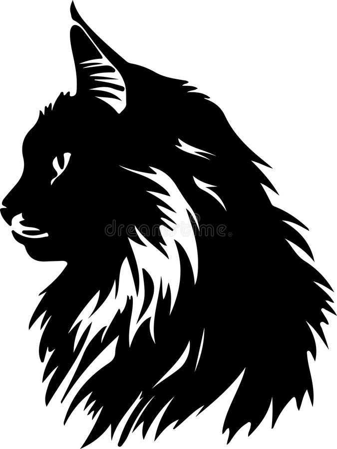 Siberian Cat Black Silhouette Generative Ai Stock Vector Illustration Of Vectors Graphic