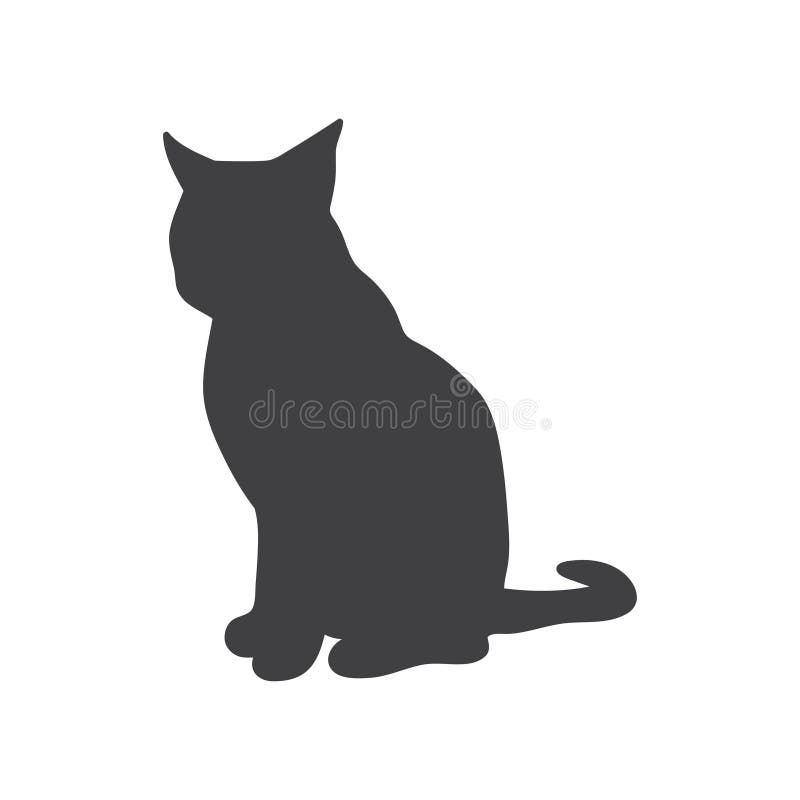 Black Silhouette of a Sitting Cat. Vector Illustration. Shadow. Stock ...