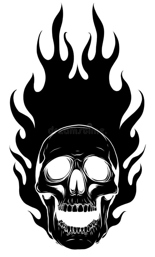 Black Silhouette Skull Vector Image Template with Flames Stock Vector ...