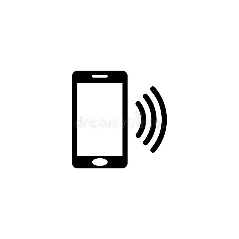 A Black Silhouette of a Smartphone Displaying Wireless Signal Waves ...