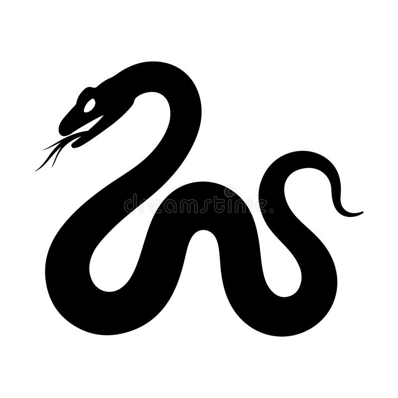 Black Silhouette of a Snake in Minimalist Design Stock Illustration ...