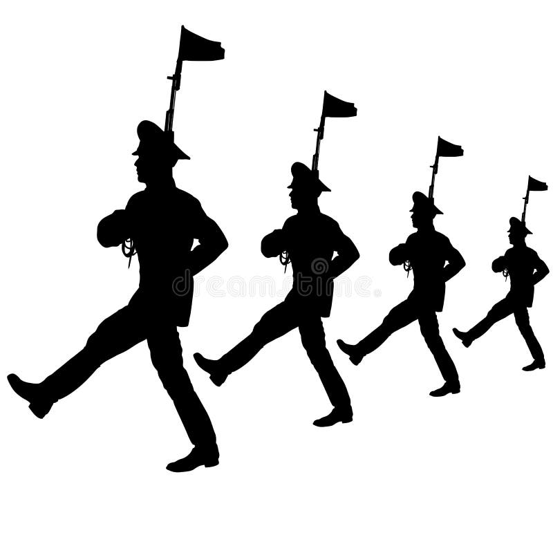 Black Silhouette Soldier is Marching with Arms on Parade Stock Vector ...