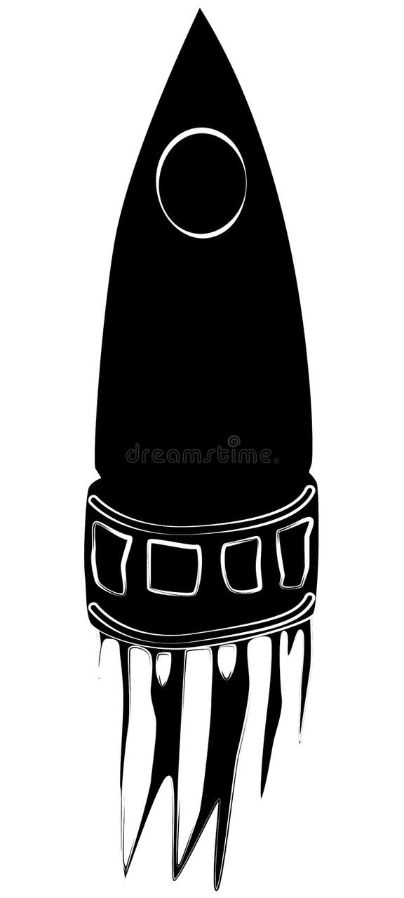 Black Silhouette of Spaceship with Hull Like Squid Isolated on White ...