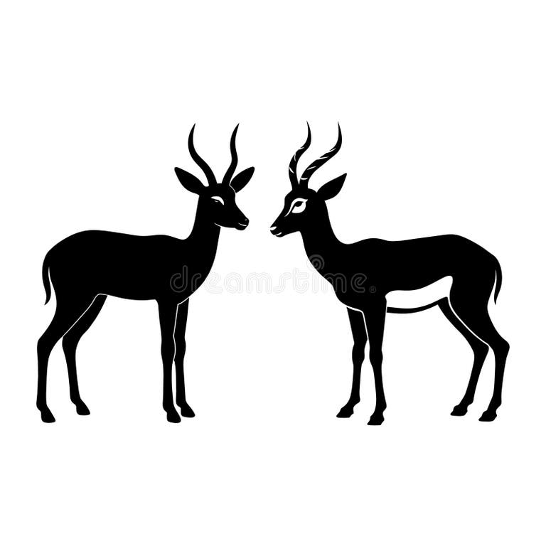 Black Silhouette of Springbok Vector Stock Vector - Illustration of ...