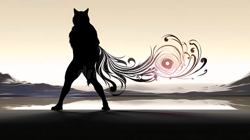 Black Silhouette of Standing Dog, Cat with Long Tail Stock Illustration ... Black Silhouette of Standing Dog, Cat with Long Tail Stock Illustration ...