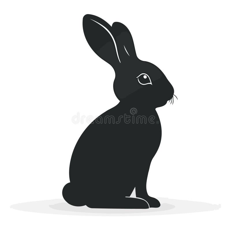 Black Silhouette of Standing Rabbit. Stock Illustration - Illustration ...