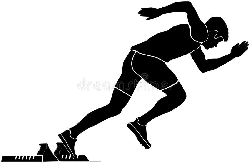 Runners at Starting Blocks in Different Phases Stock Vector ...