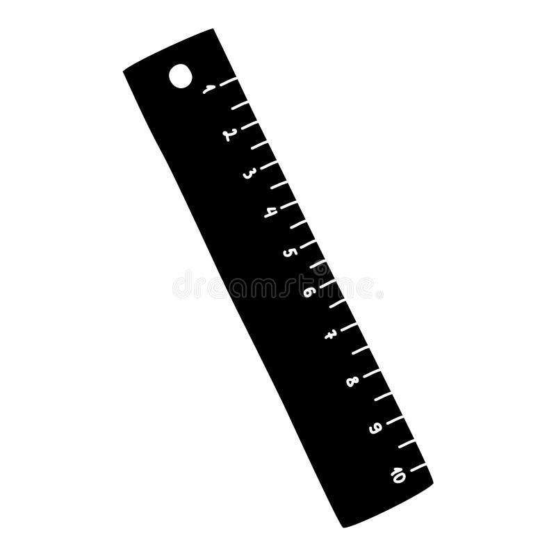 Black Silhouette of Straight School Ruler, Glyph Icon Flat Vector Stock Vector - Illustration of ...