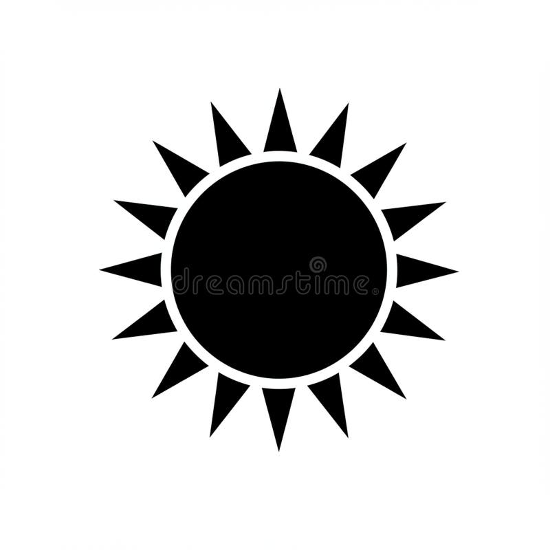 Black Silhouette of a Sun Icon Features a Solid Circle at the Center ...