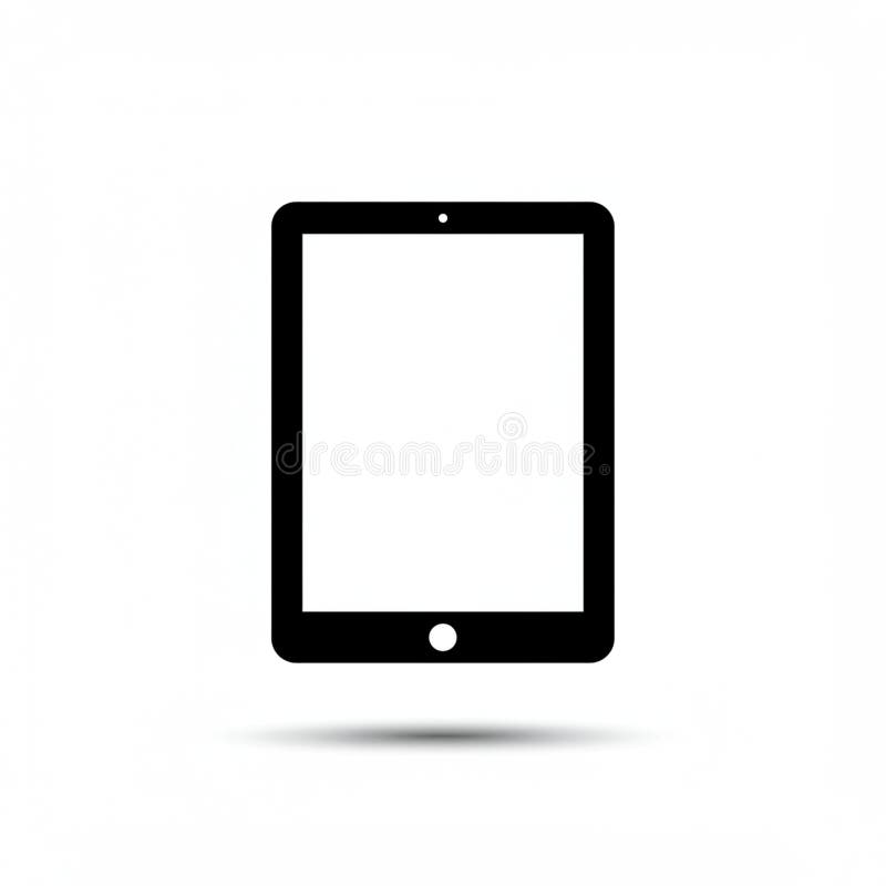 Black Silhouette of a Tablet on a White Background. Features a ...