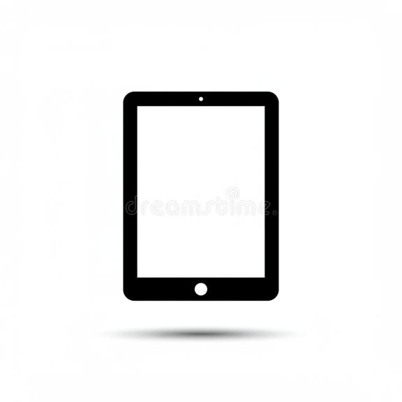 Black Silhouette of a Tablet on a White Background. Features a ...
