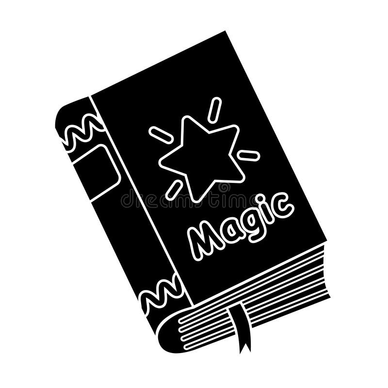 Black Silhouette of Thick Magic Book with Spells, Glyph Icon Flat ...