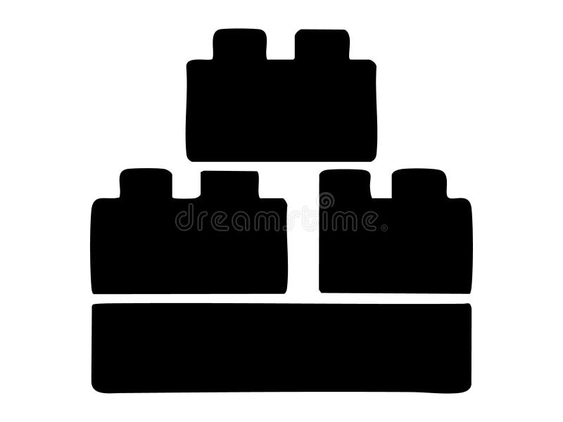Black Silhouette of Toy Building Blocks Constructor Isolated on White ...