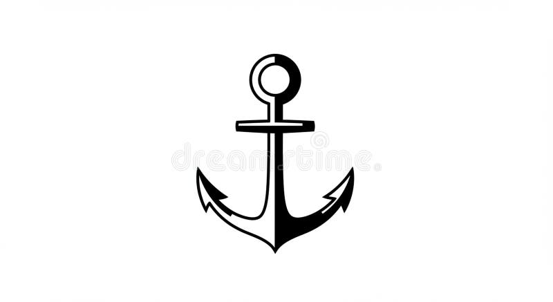 Black Silhouette of a Traditional Ship S Anchor on a White Background ...