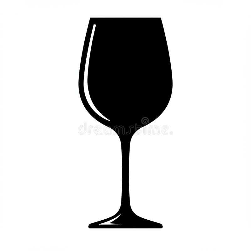 A Black Silhouette of a Wine Glass, Featuring a Rounded Bowl, Slender ...
