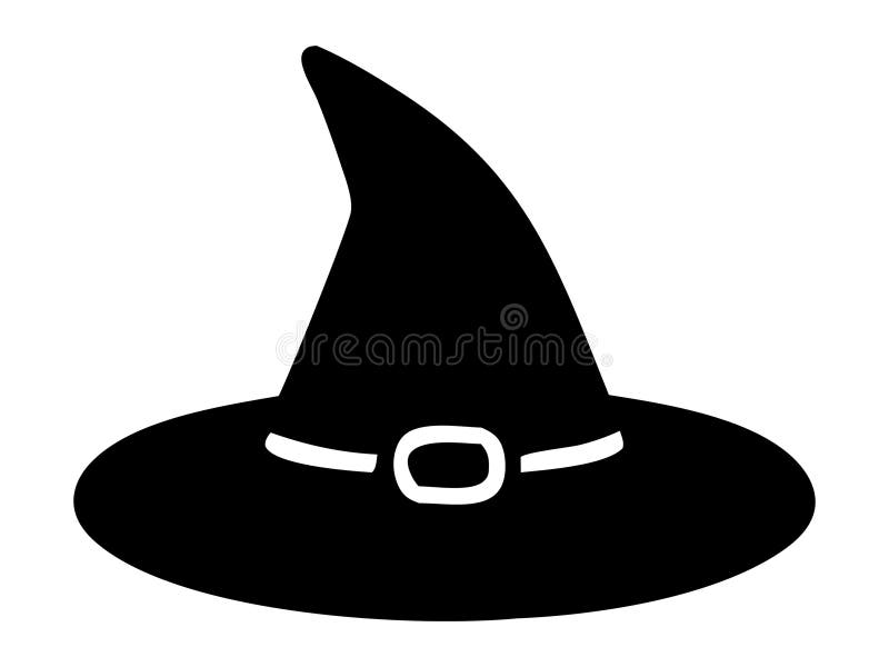 Black Silhouette of a Witch Hat Isolated on a White Background. Wizard ...