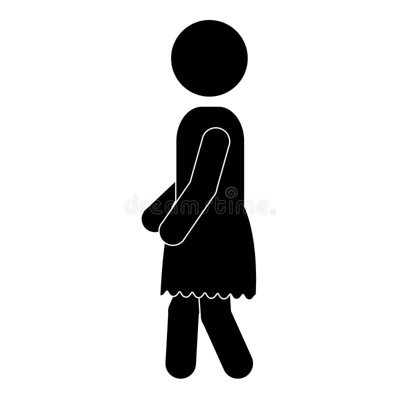 Black Silhouette Woman Walking Icon Stock Vector - Illustration of ...