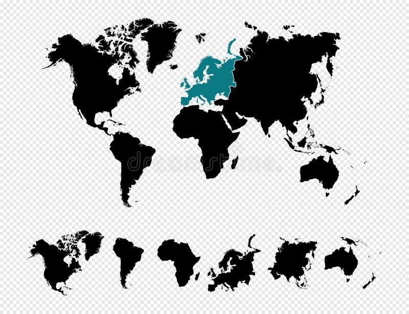 Black Silhouette World Map Eps10 Vector F Stock Vector Illustration
