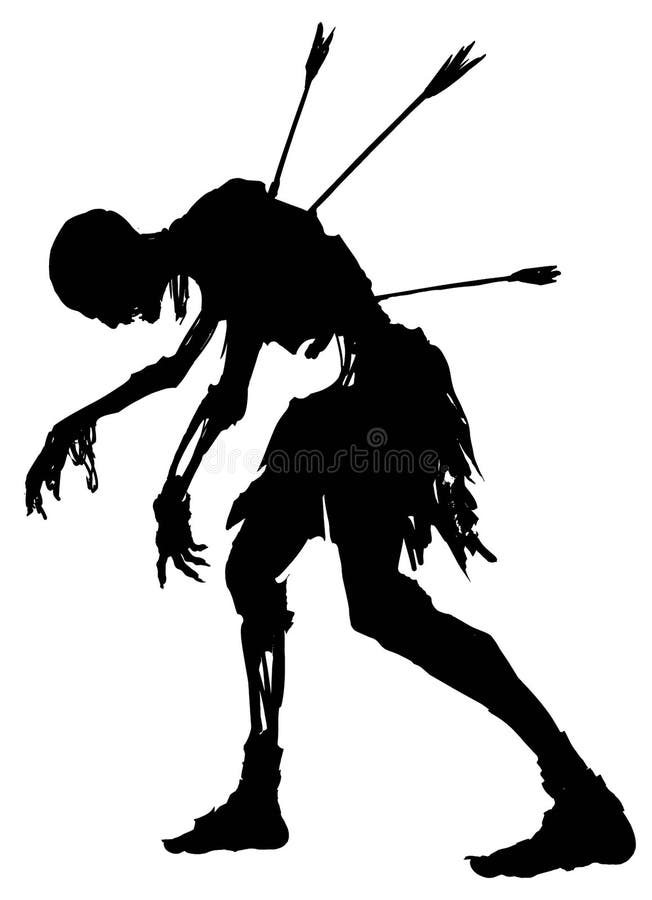 The Black Silhouette of a Zombie Skeleton Pierced through with Three ...