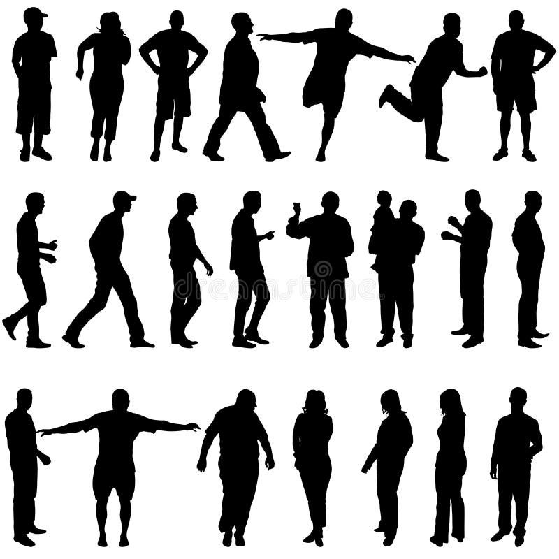 Black Silhouettes of Beautiful Mans and Womans on White Background ...