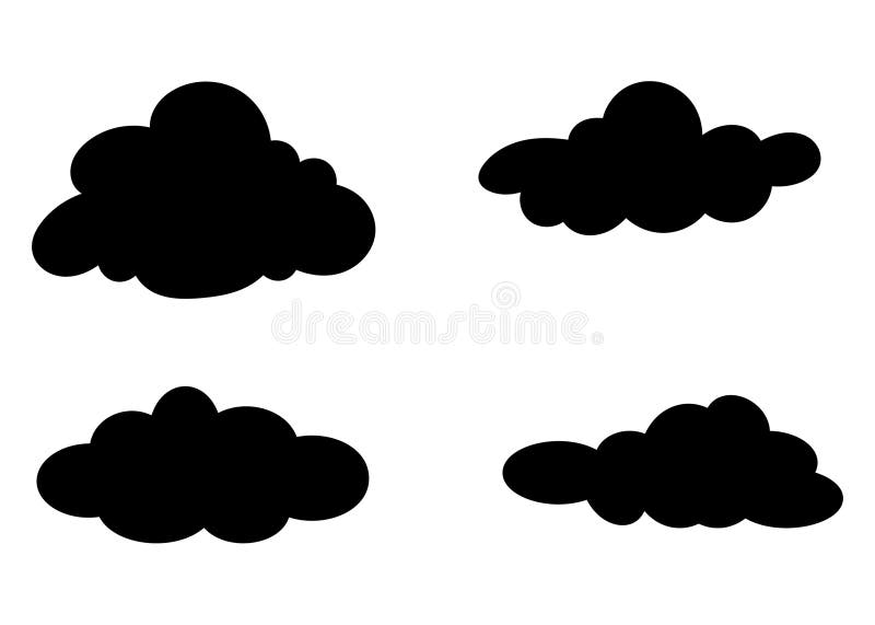 Black Silhouettes of Clouds. Cloud Shapes in a Vector Eps Stock Vector ...