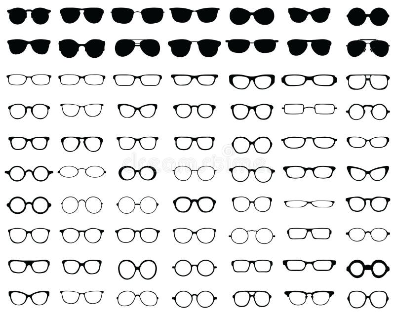 Silhouettes of eyeglasses stock illustration. Illustration of lens ...