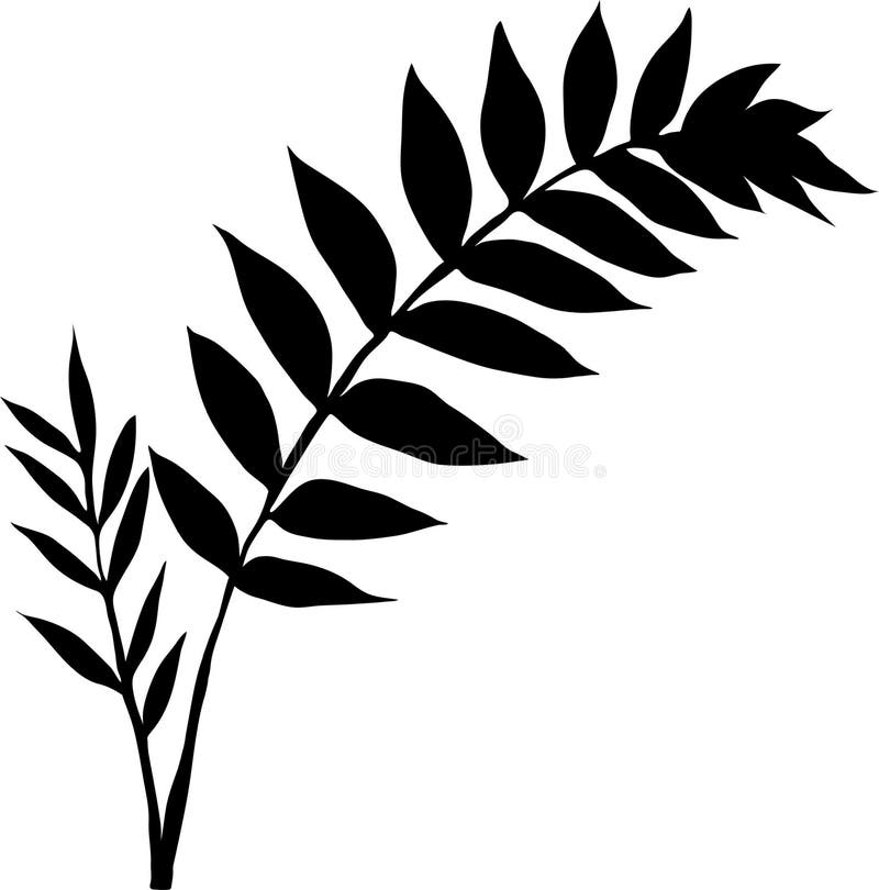 Black Silhouettes of Leaves and Branches Create a Natural Pattern in a ...