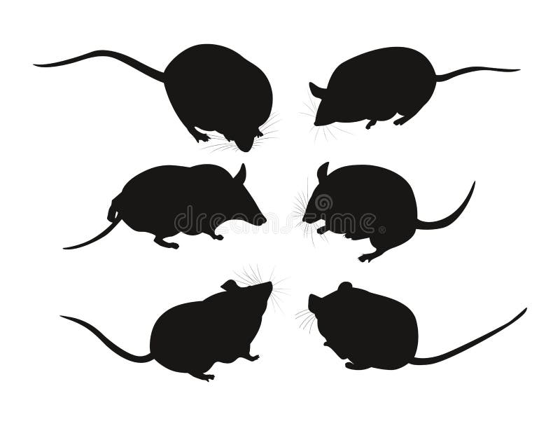 Black silhouettes of mice stock vector. Illustration of vector - 67592918