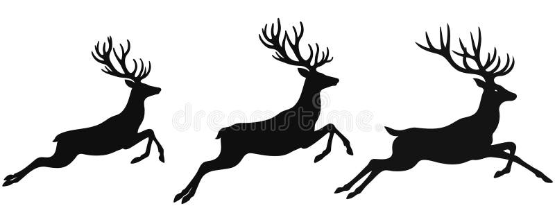 Black Silhouettes of Reindeers Vector Art Stock Vector - Illustration ...