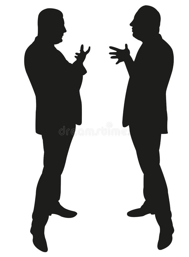 Black Silhouettes of Two Men Standing Stock Vector - Illustration of ...
