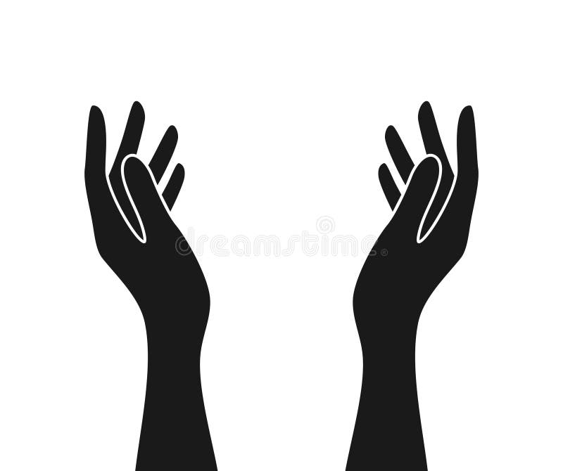Black Silhouettes of Two Raised Hands with Palms Facing Each Other ...
